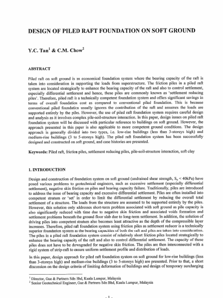 Design of Piled Raft Foundation On Soft Ground | PDF