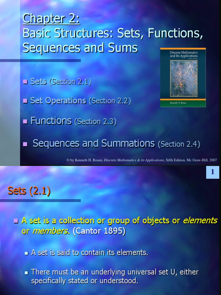 Basic Structures: Sets, Functions, Sequences and Sums | PDF | Set (Mathematics) | Boolean Algebra