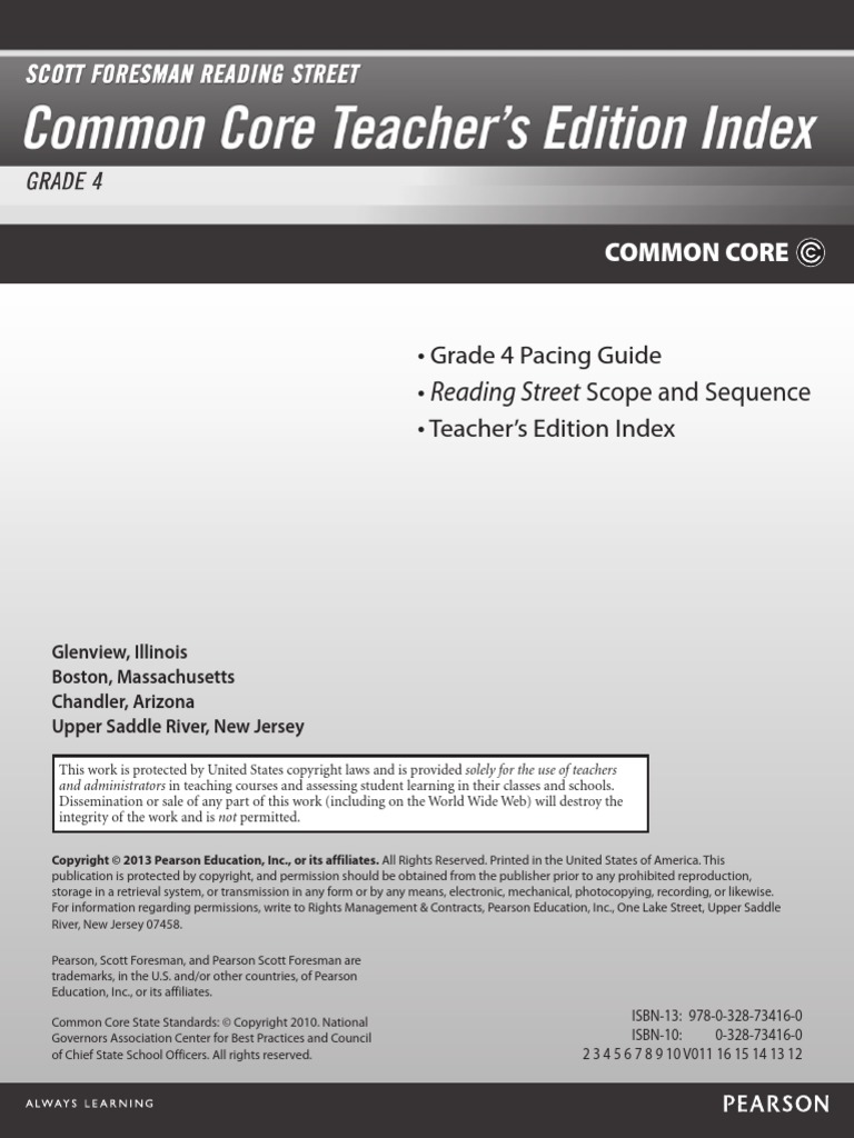 Grade 4 Pacing Guide - Reading Street Scope and Sequence - Teacher's ...