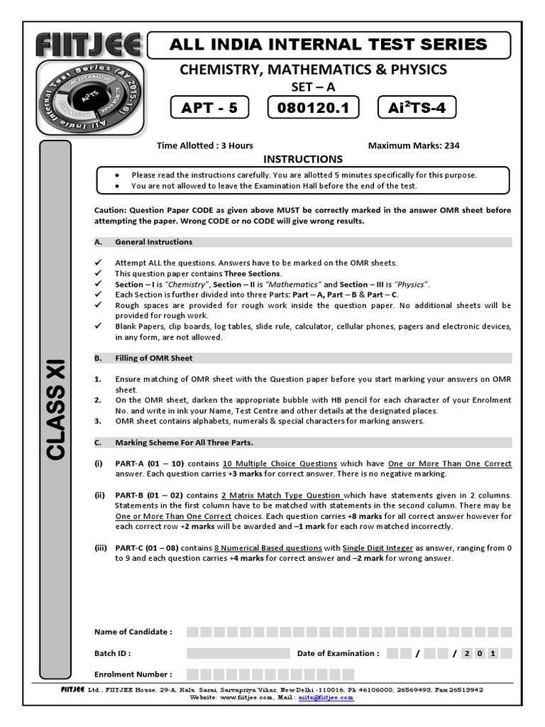 Ai TS 4 XI SET A PDF | PDF | Gases | Acceleration