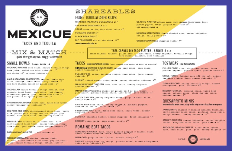 Mexicue Food Menu | PDF | Taco | Coleslaw