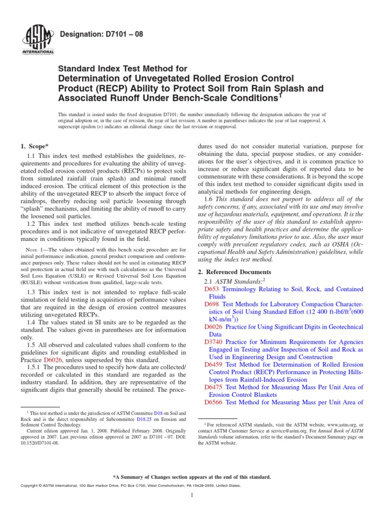 Astm D7101 - 08 | PDF | Surface Runoff | Soil
