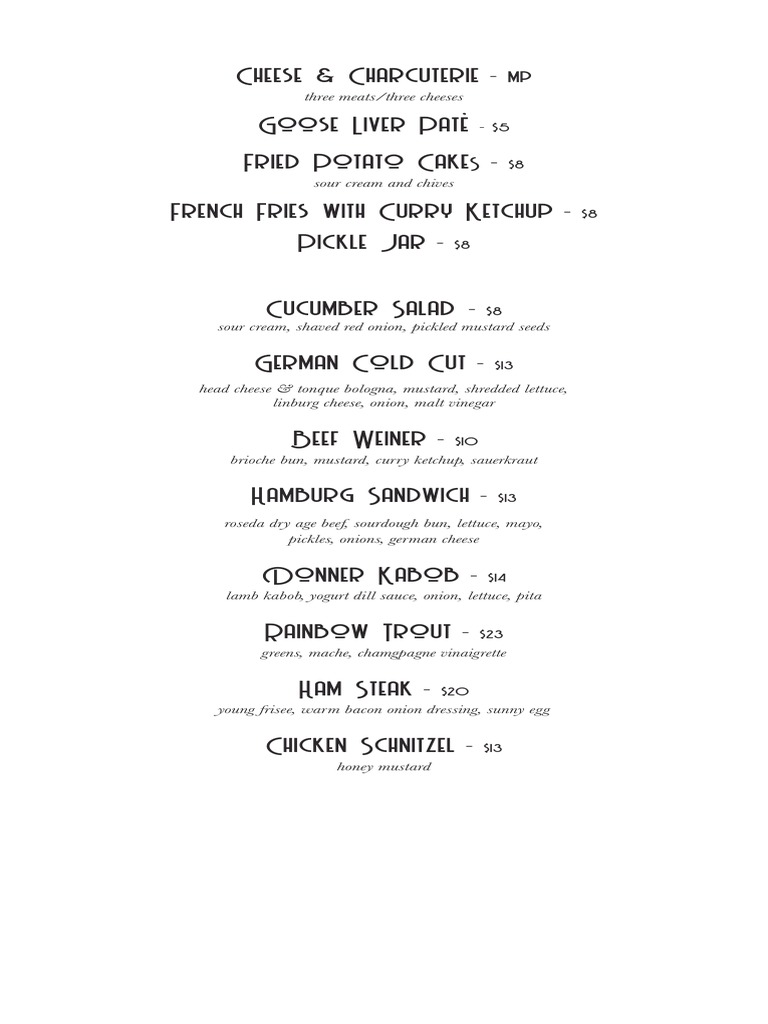 Rathskeller Menu | PDF