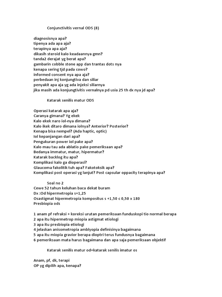 Soal Ujian Oftalmologi | PDF | Sains & Matematika