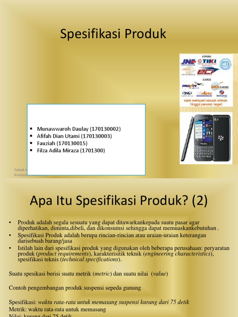 Definisi dan Spesifikasi Produk | PDF | Komputer