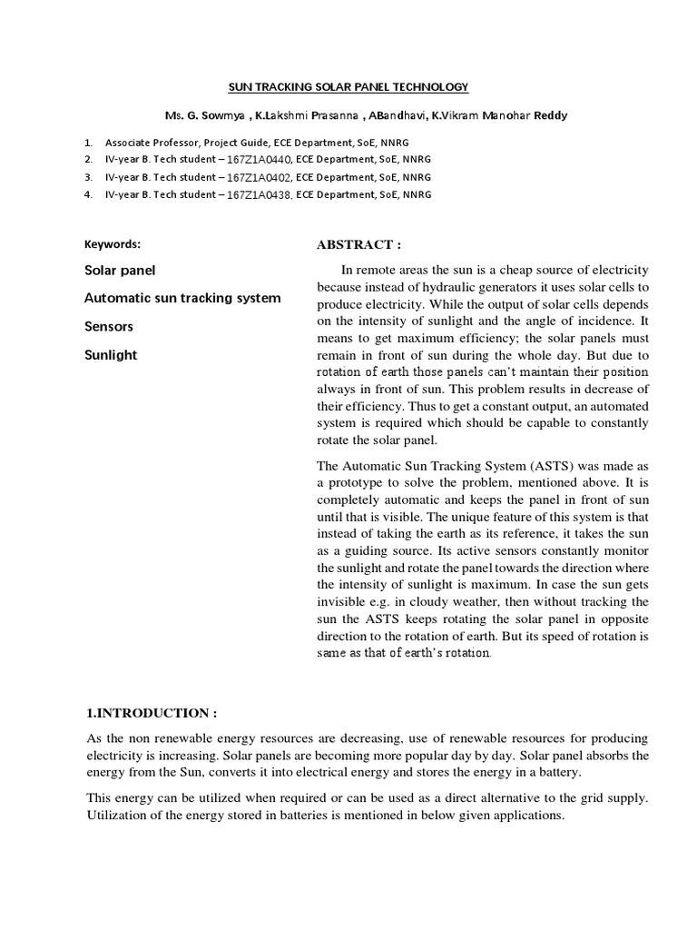 Sun Tracking Solar System | PDF | Solar Power | Solar Panel