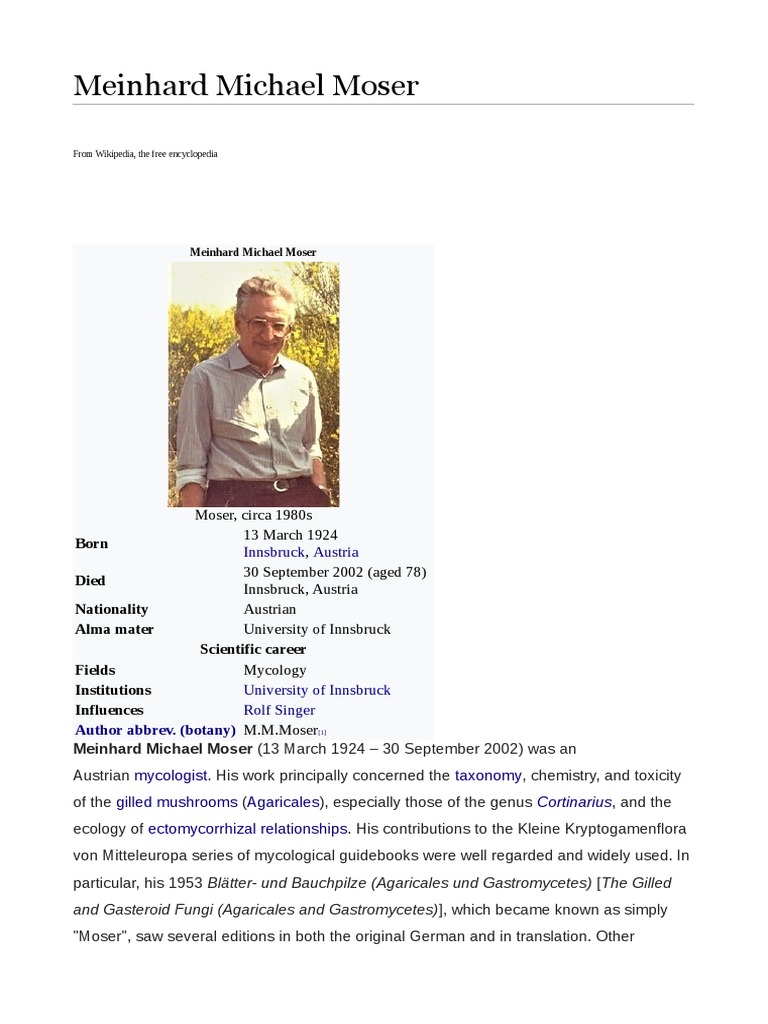 Meinhard Michael Moser | PDF | Fungus | Organisms