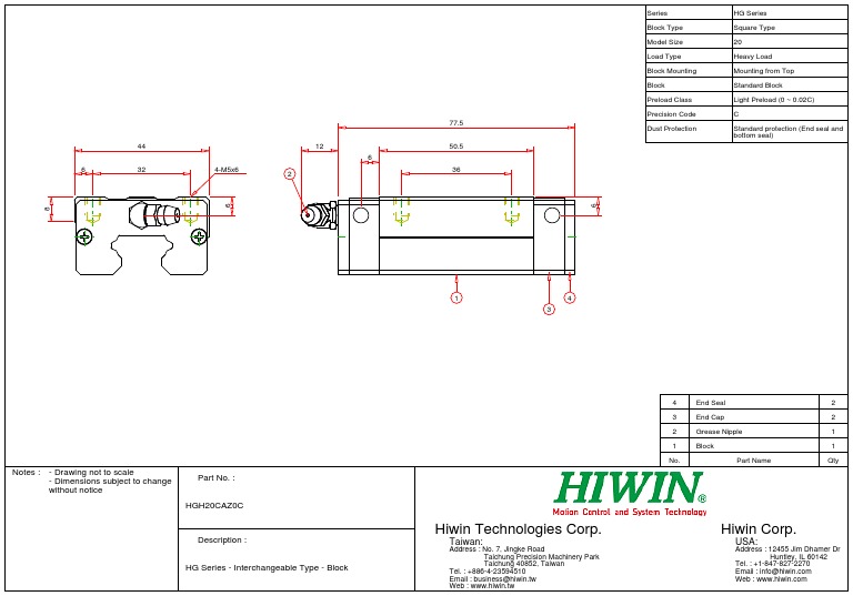 Hiwin Corp. Hiwin Technologies Corp.: Usa: Taiwan | PDF