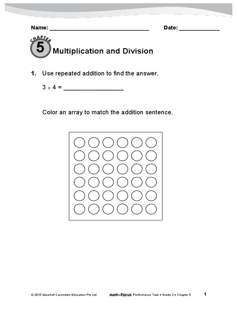 Multiplication and Division: 1. Use Repeated Addition To Find The ...