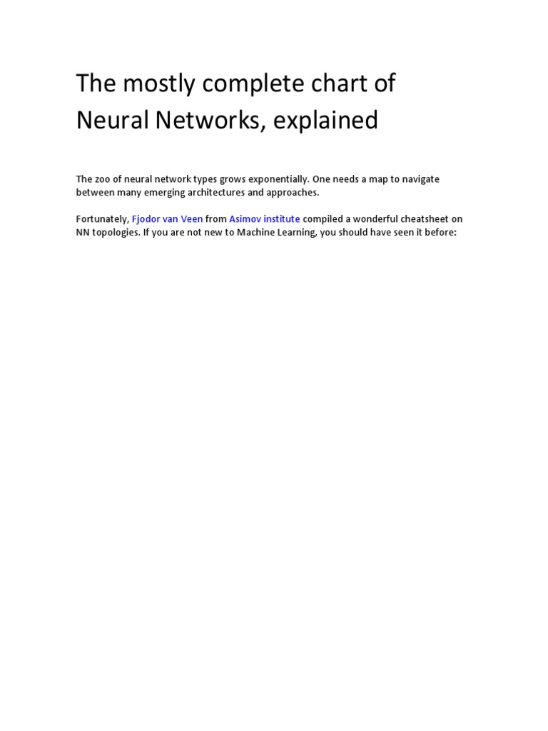 The Mostly Complete Chart Of Neural Networks Pdf Artificial Neural