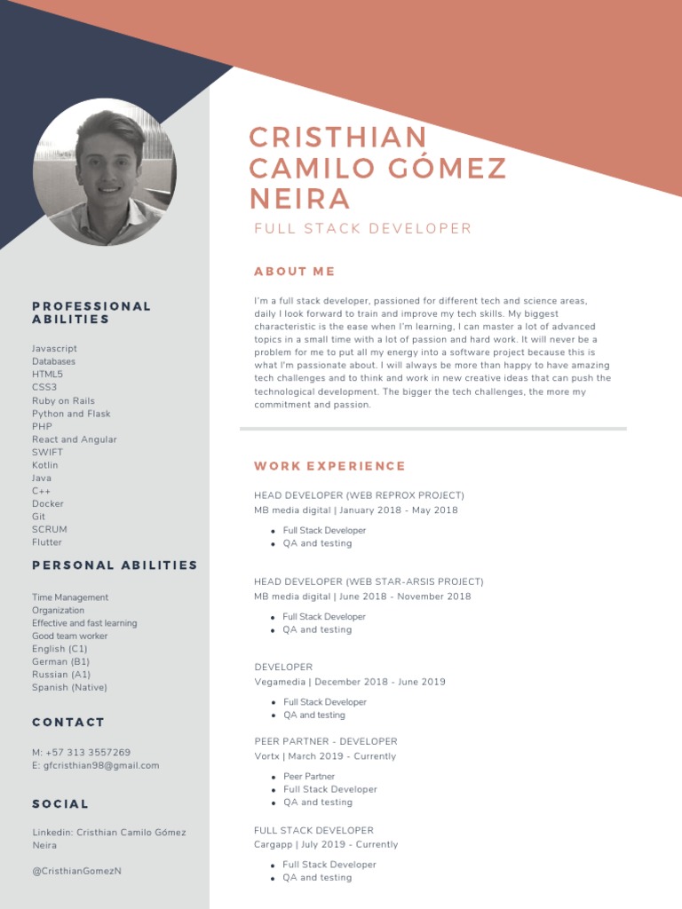 Cristhian Camilo Gómez Neira: Full Stack Developer | PDF | Software | Computing