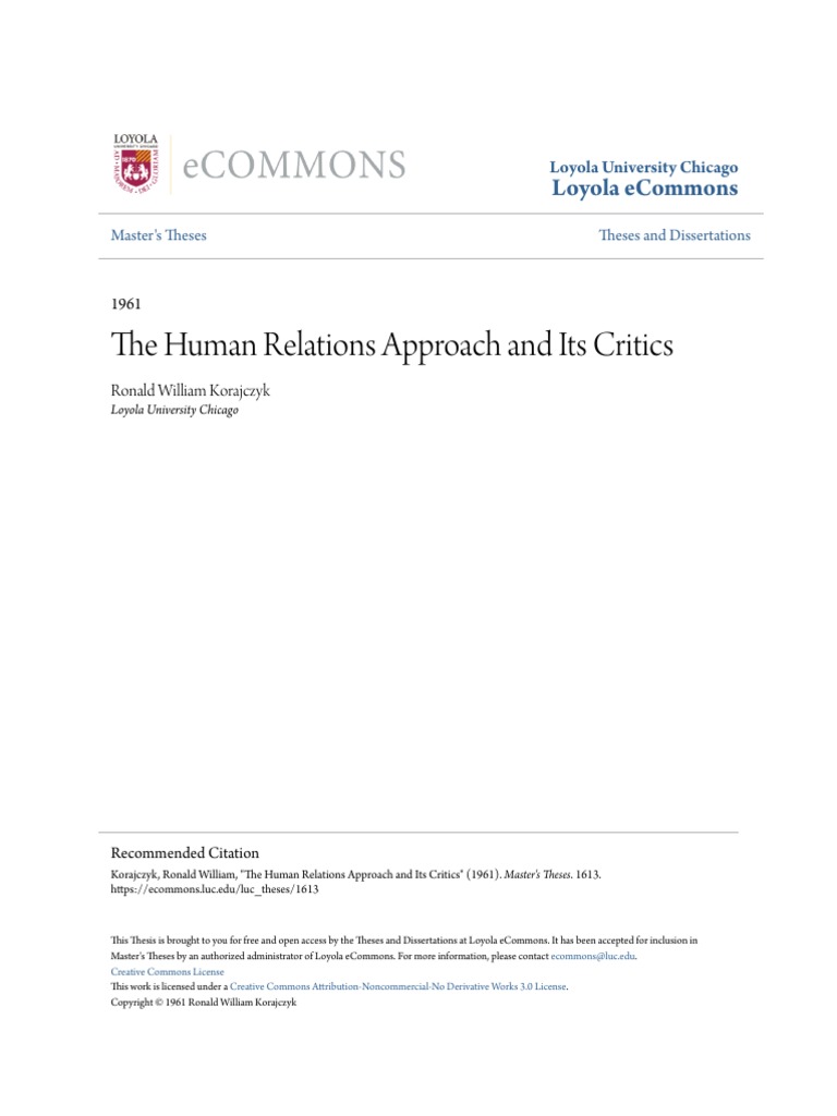 The Human Relations Approach and Its Critics | PDF | Thesis | Social ...