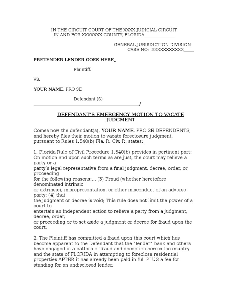 Motion To Vacate Sample2 | PDF | Collateralized Debt Obligation ...