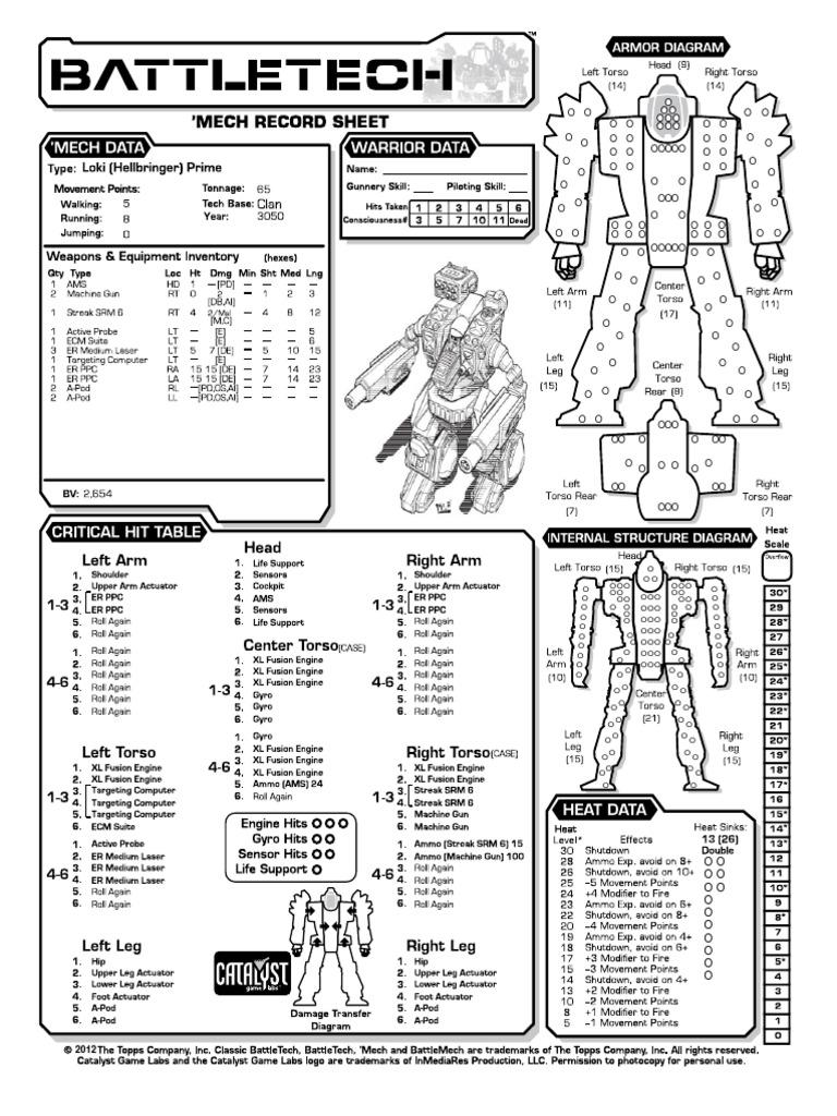 Battletech: Hellbringer and Loki Overview | PDF