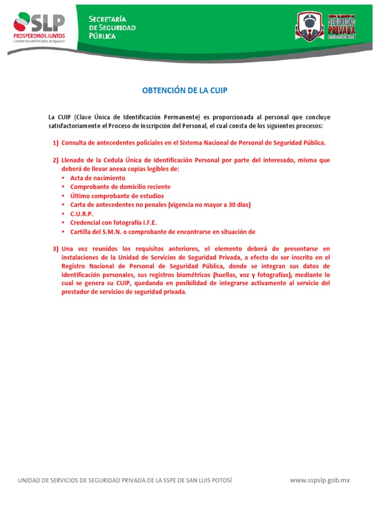Obtencion CUIP | PDF