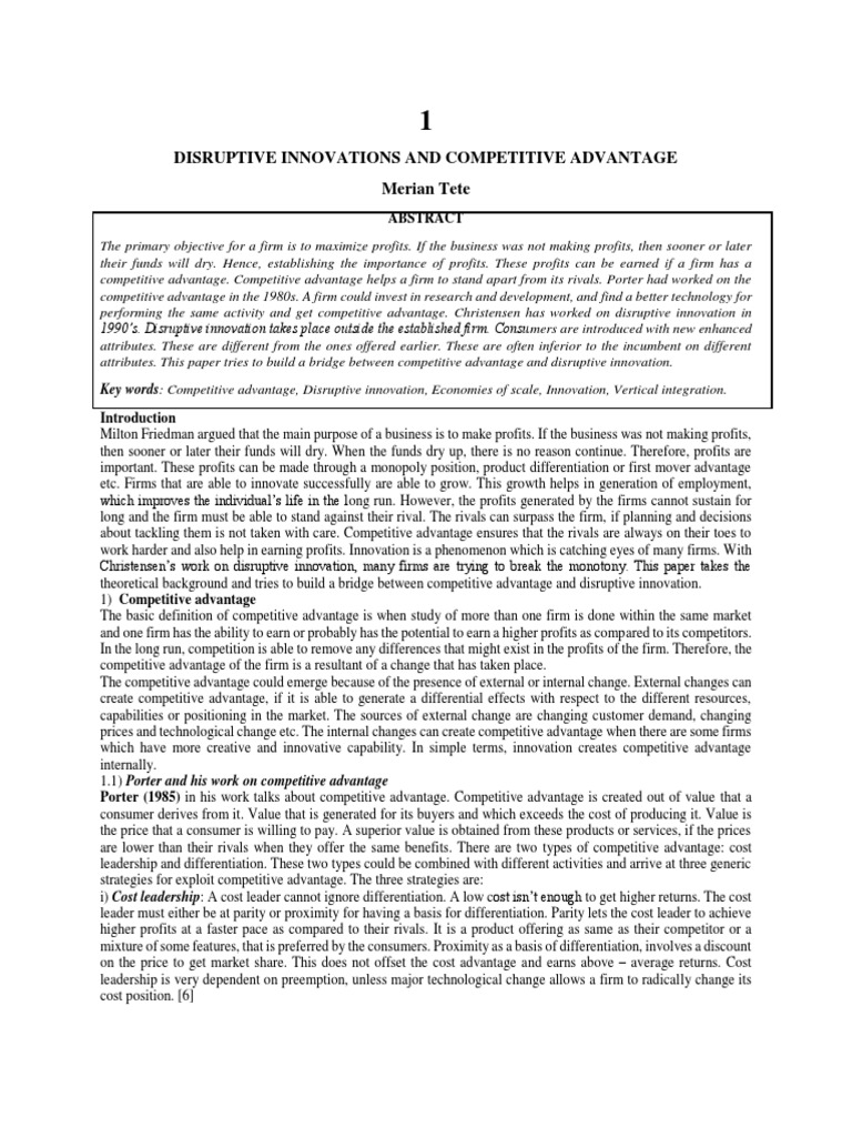 Disruptive Innovations | PDF | Disruptive Innovation | Competitive ...