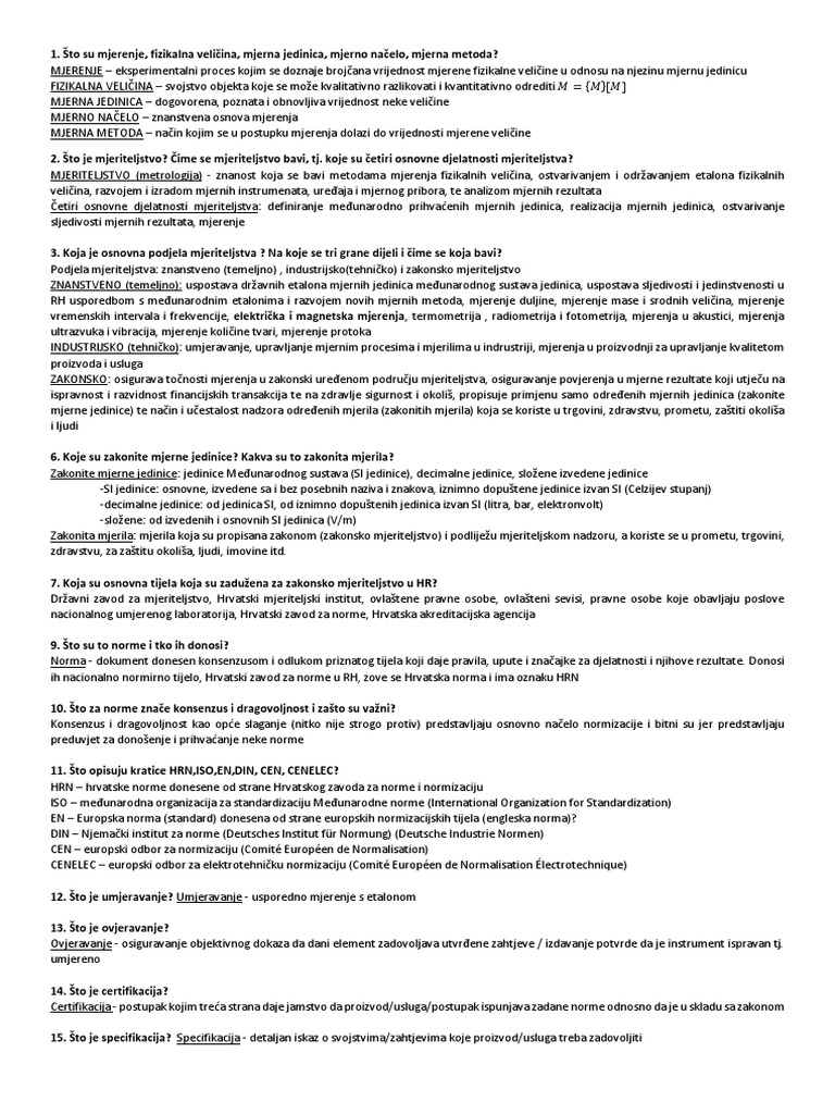 Skripta Osnove Mjerenja | PDF