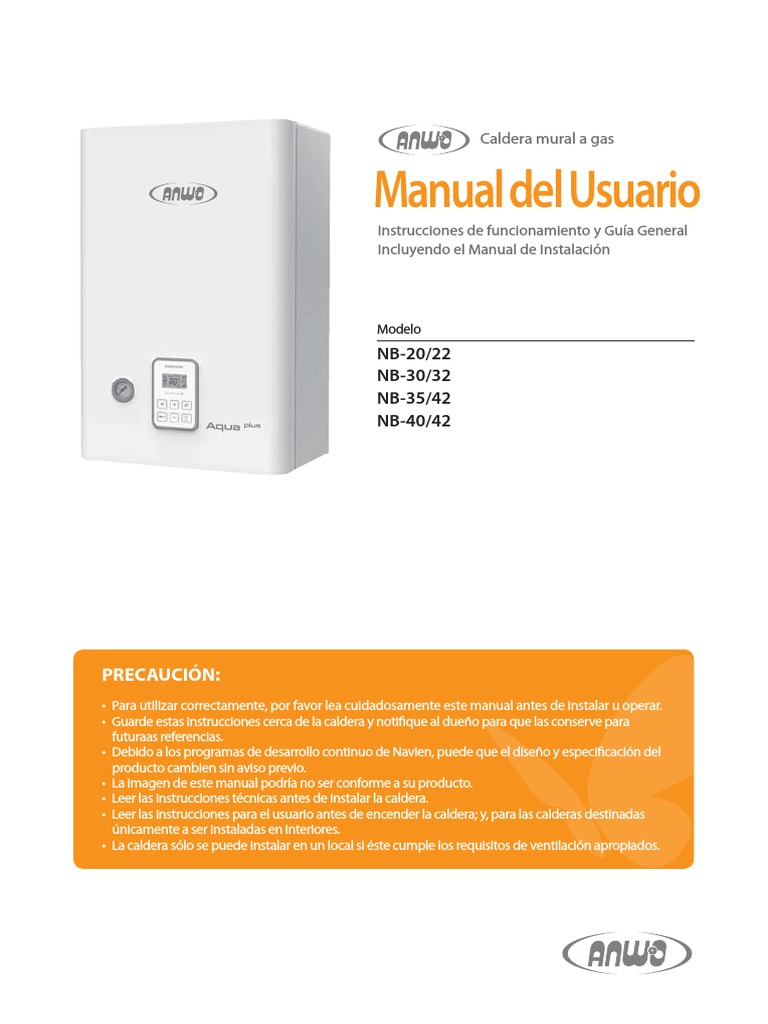 Manual Uso e Instalacion Caldera Anwo | PDF | Caldera | Agua