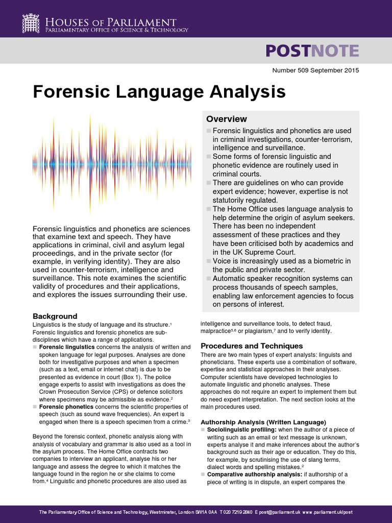 Forensic Language Analysis | PDF | Forensic Science | Linguistics