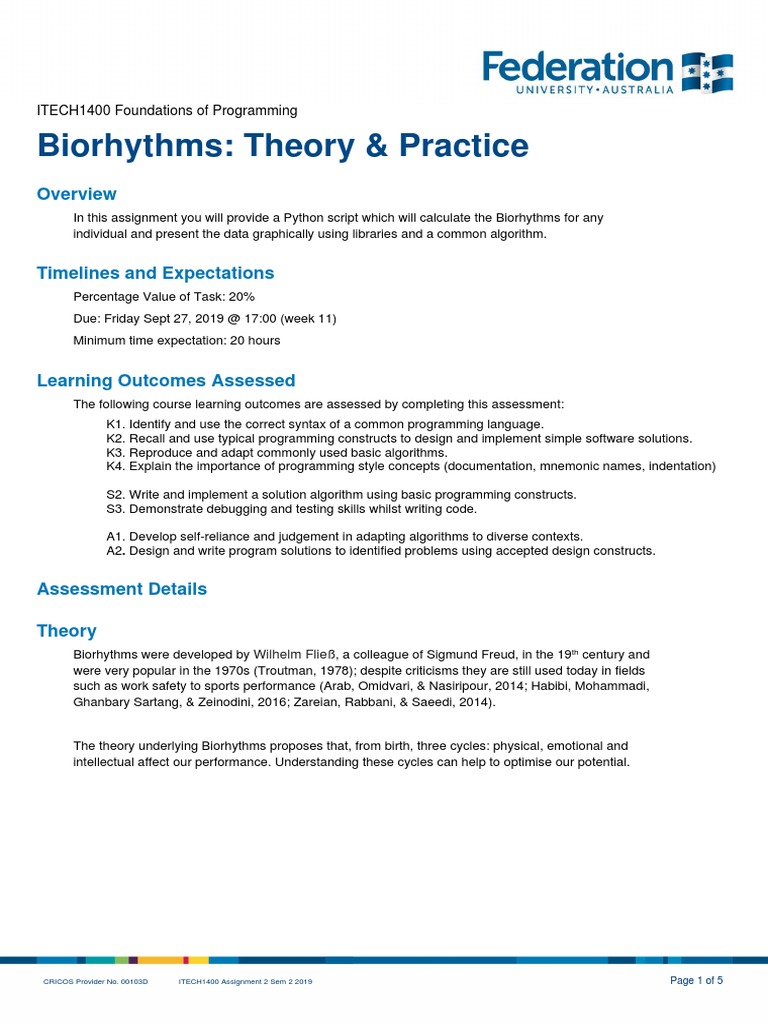 ITECH1400 Assignment 2 Sem 2 2019 | PDF | Computer Programming | Algorithms