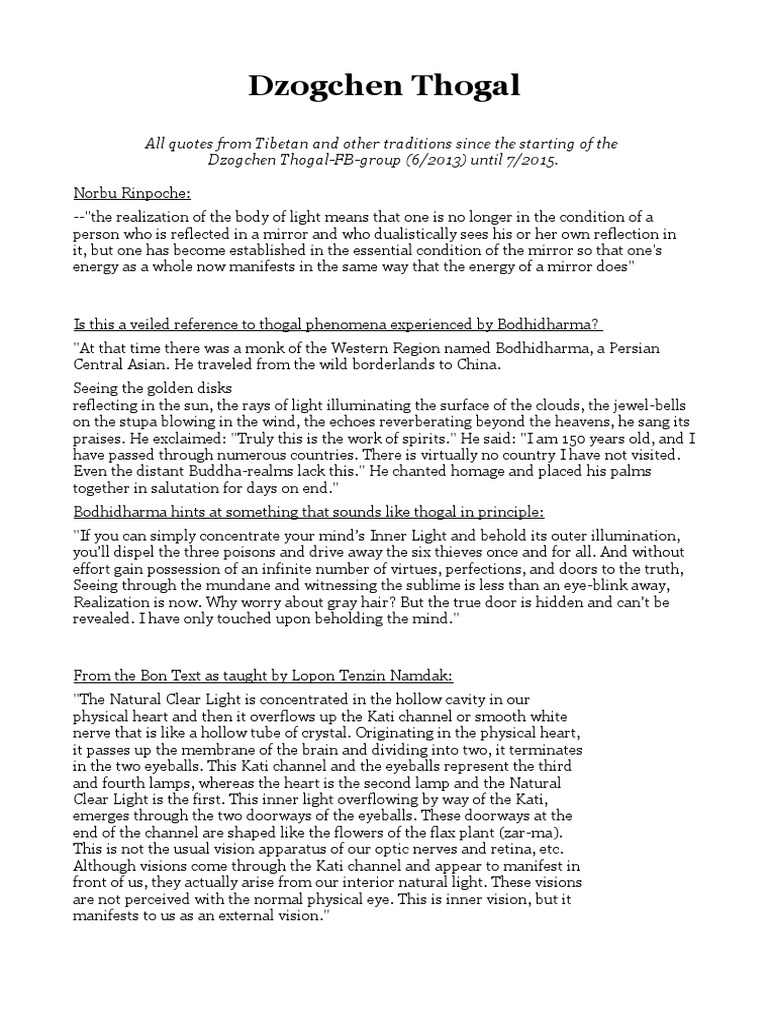 All Quotes From Dzogchen Thogal 2013-7.2015 | PDF | Dzogchen | Karma