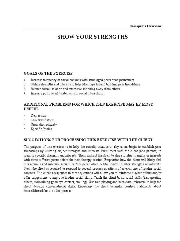Show Your Strengths | PDF | Social Skills | Anxiety