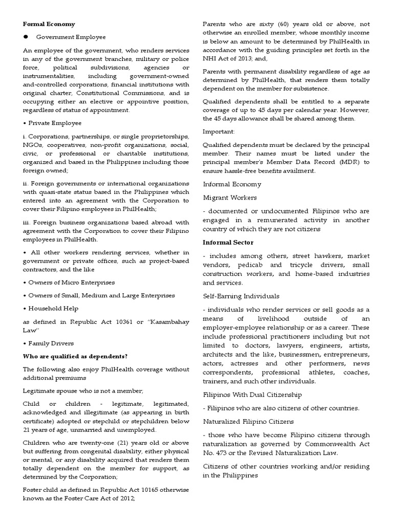 Formal Economy | PDF | Diseases And Disorders | Health Sciences