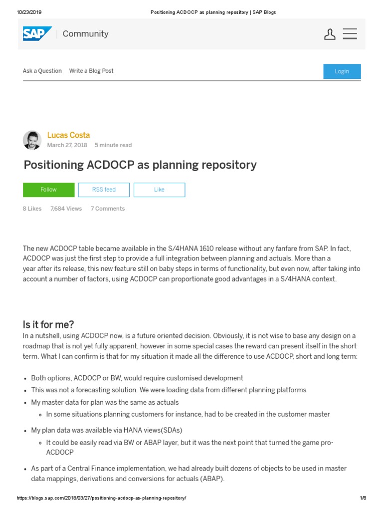 Positioning ACDOCP As Planning Repository - BADi | PDF | Application ...