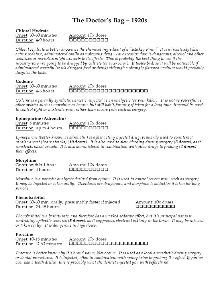 Doctor Bag in 1920s | PDF | Medical Treatments | Drugs