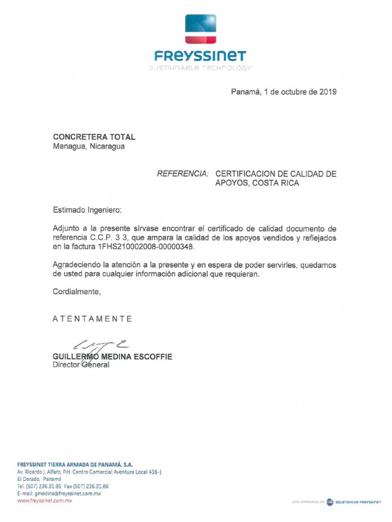 Carta de Certificacion FTA | PDF