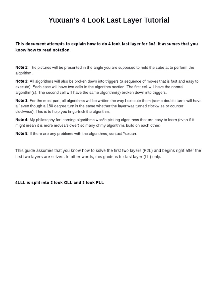 Yuxuan's 4 Look Last Layer Tutorial | PDF | Algorithms | Computer Science