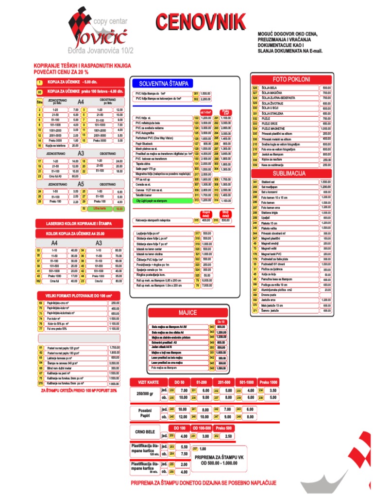 Cenovnik | PDF