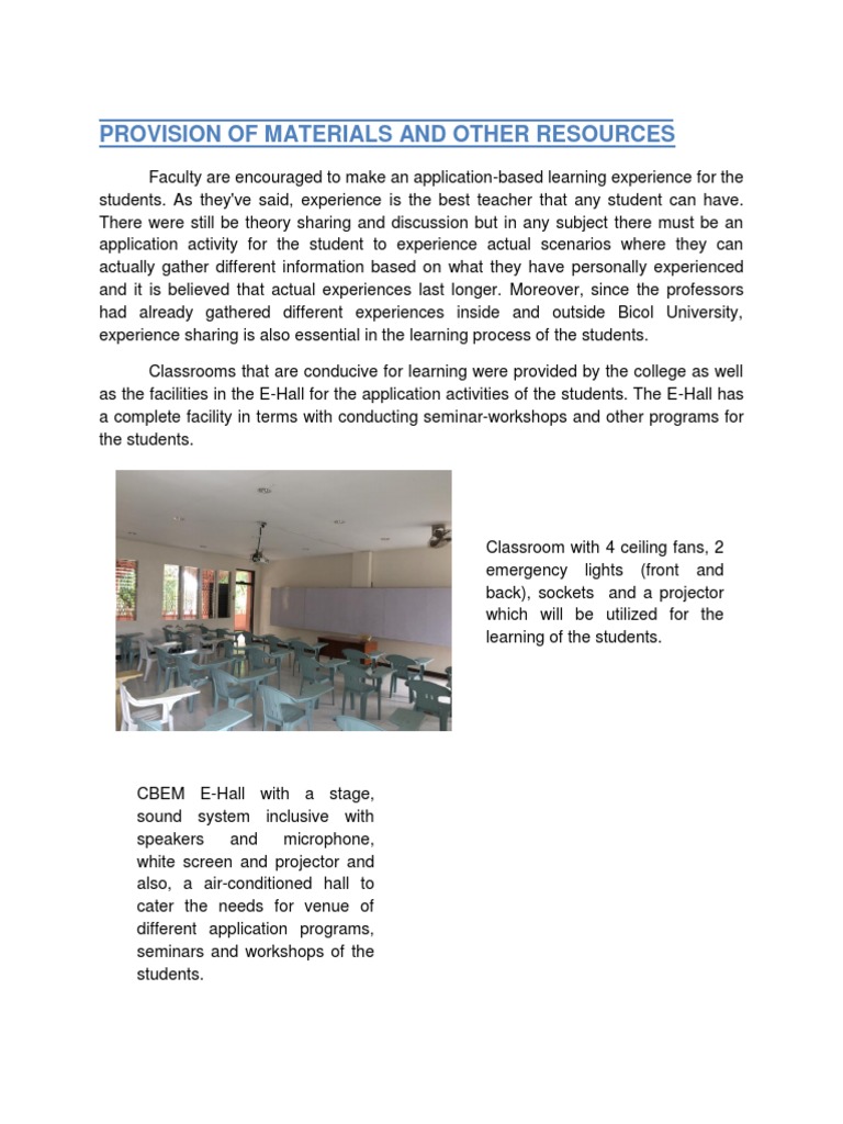Provision of Materials and Other Resources | PDF | Thesis | Learning