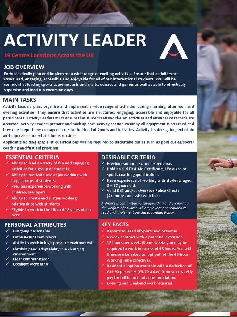 ALS Activity Leader Job Description 2019 | PDF | Sports | Business