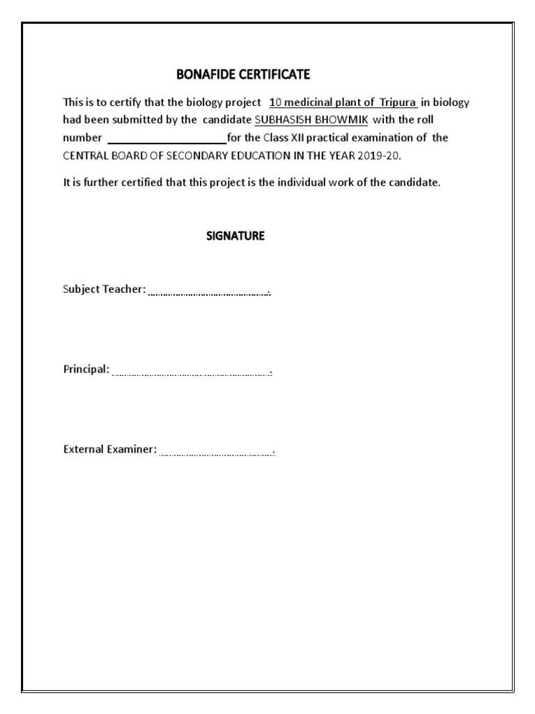 Bonafide Certificate | PDF