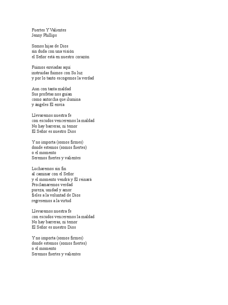 Letra Fuertes y Valientes | PDF
