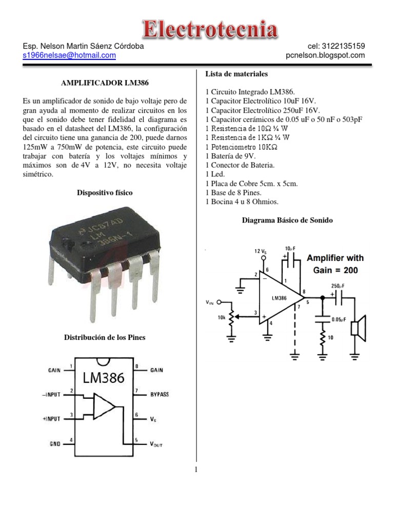 15 Amplificador LM386N 4 | PDF | Resistencia Eléctrica y Conductancia | Electromagnetismo