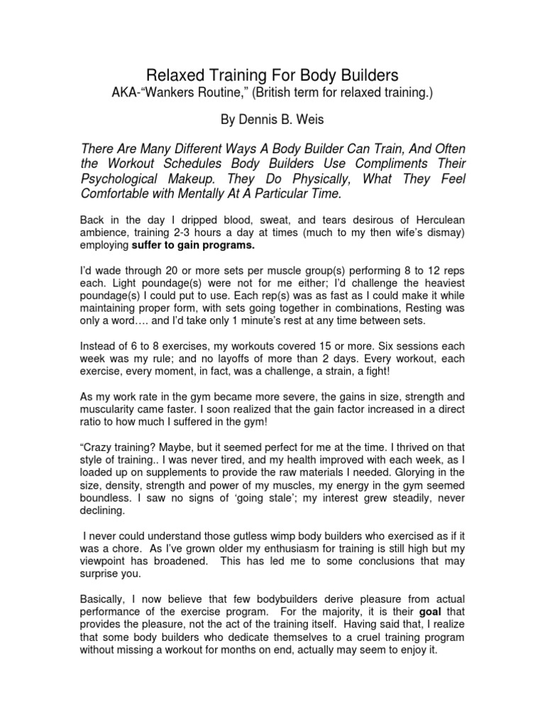 Relaxed Training for Bodybuilders | PDF | Weight Training | Hobbies