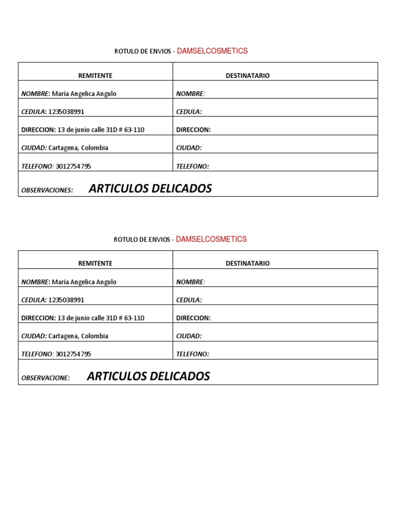 Rotulo de Envios | PDF