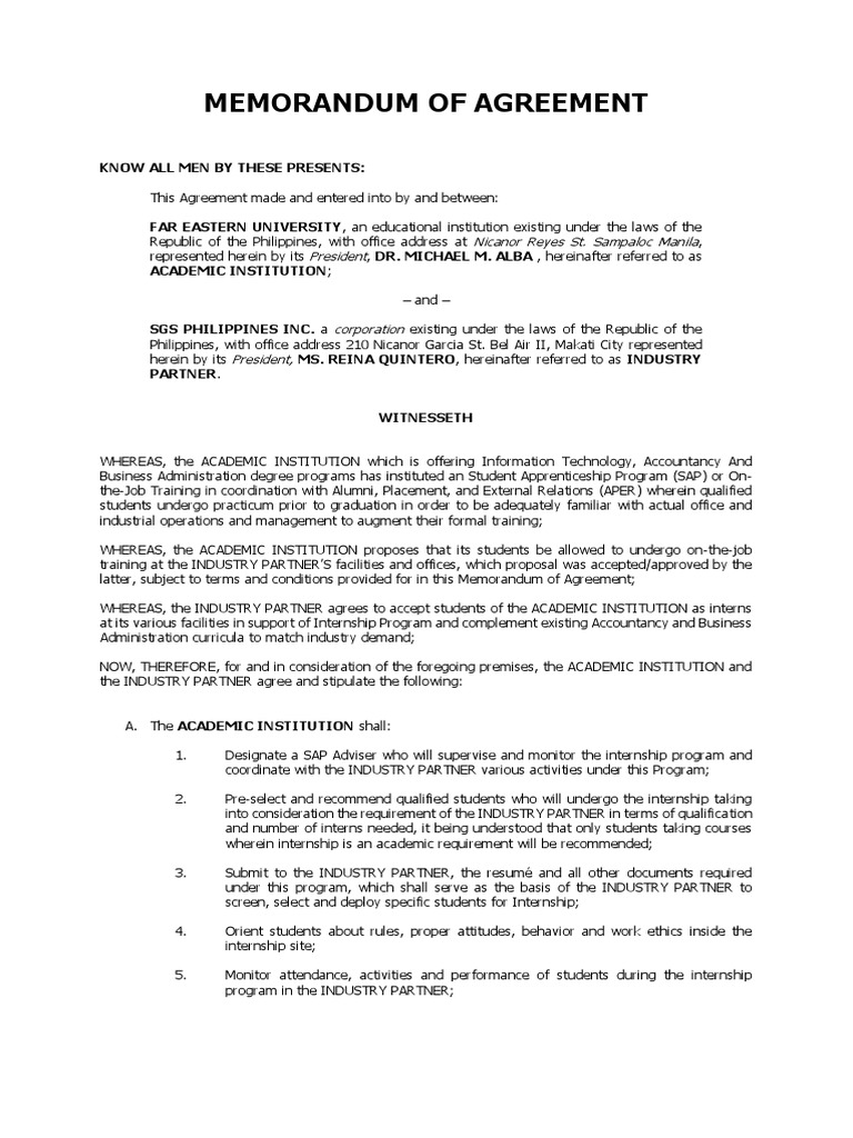 Memorandum of Agreement | Download Free PDF | Breach Of Contract ...