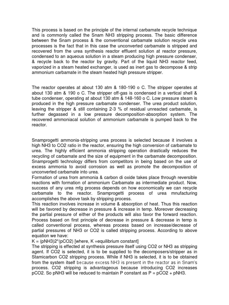 Urea Process | PDF | Urea | Chemical Reactions