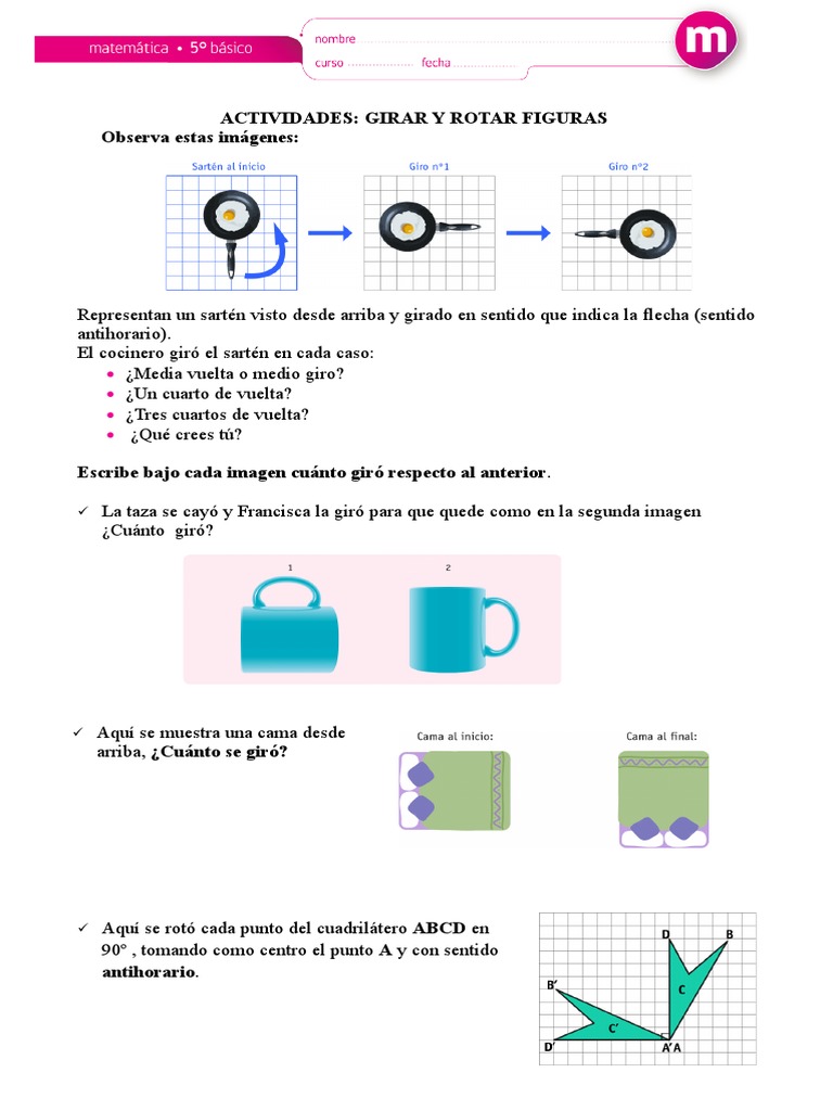 Actividades de Giro y Rotación de Figuras | PDF | Métodos y materiales ...
