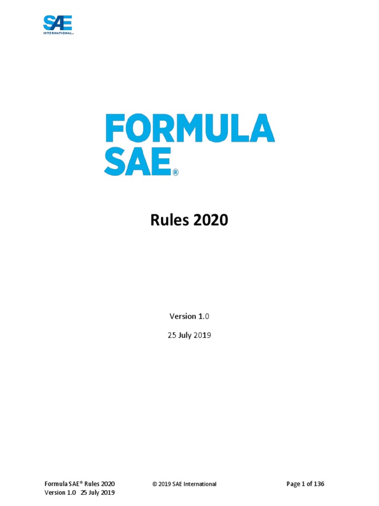 FSAE Rules 2020 V1 | PDF | Electric Vehicle | Throttle