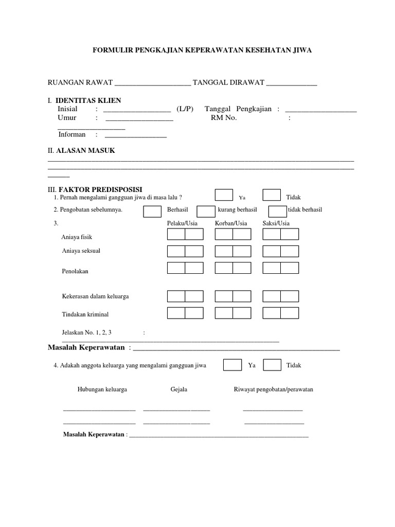 Format Pengkajian Keperawatan Jiwa | PDF