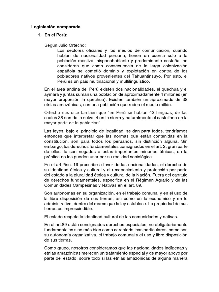 Legislación Comparada | PDF | Perú | Lengua española