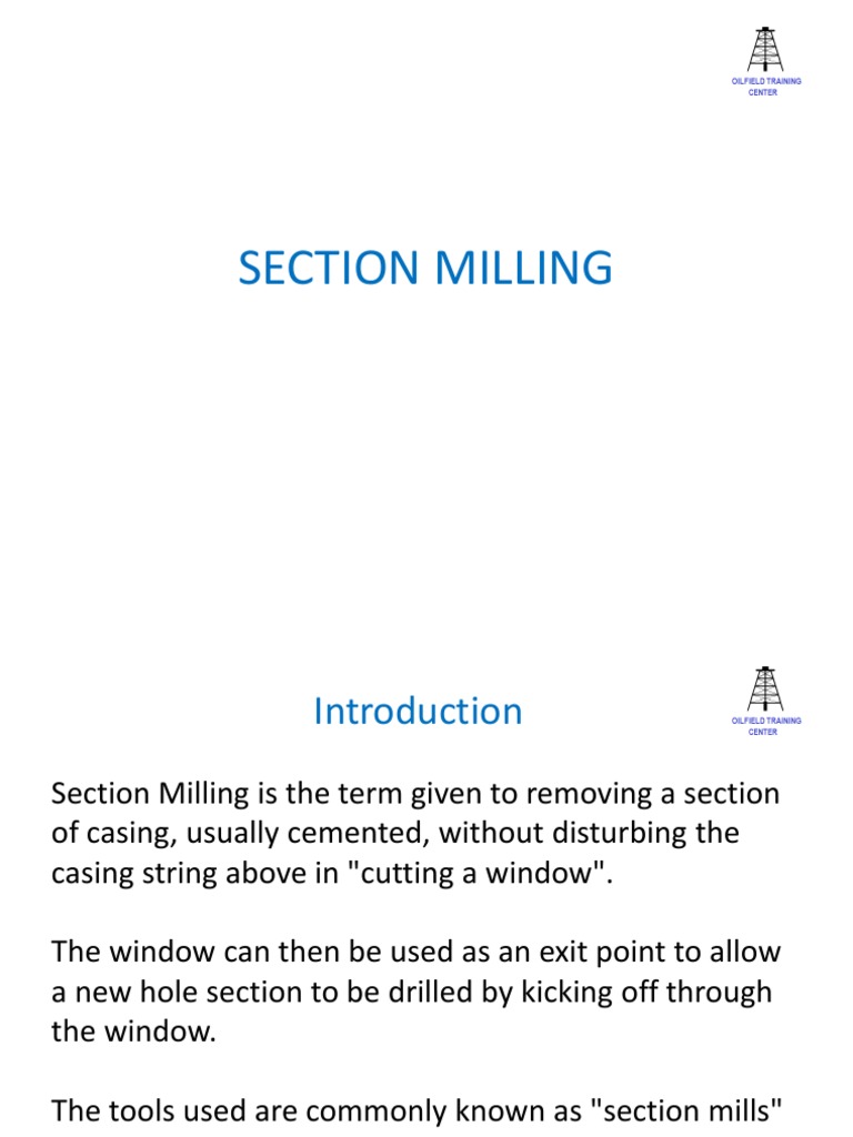 Oilfield Services Training Section Milling Download Free Pdf