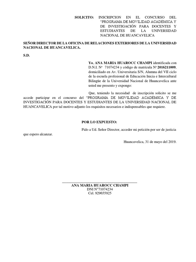 Modelo de Solicito Grado de Bachiller | PDF