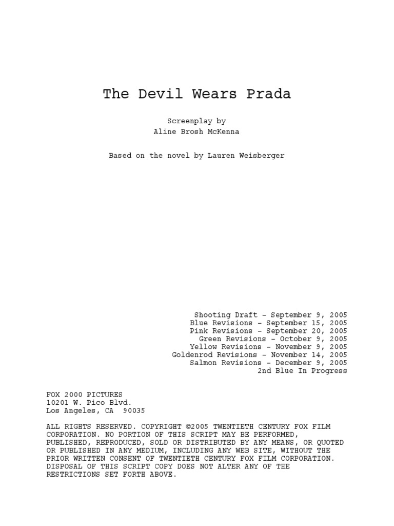 Devil Wears Prada Full Script | PDF | Clothing