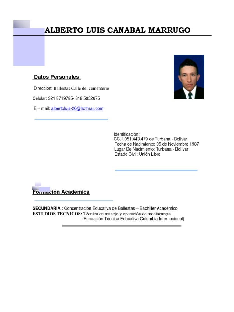 Alberto Luis Canabal Hoja de Vida | PDF