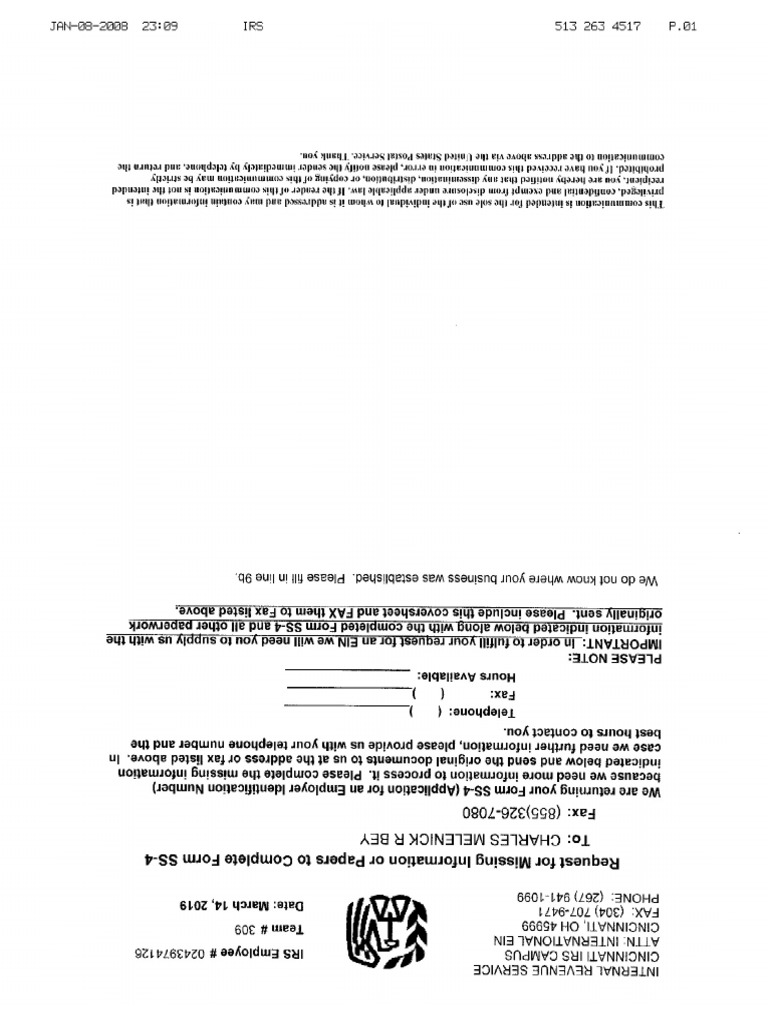 Irs Ss4 Form | PDF